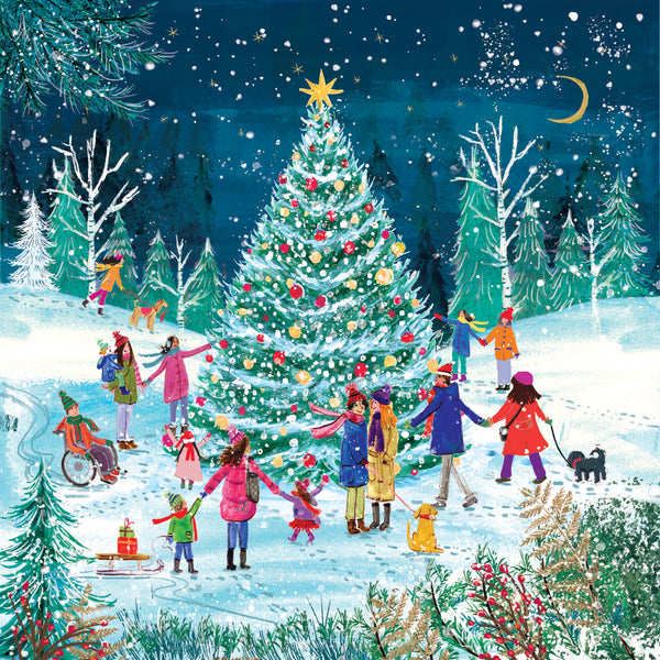 Welsh Christmas Tree Gathering Christmas Cards (10 pack) | NSPCC Shop